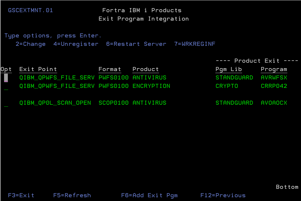 Work with Exit Program Integration (WRKEXTPGM) Command